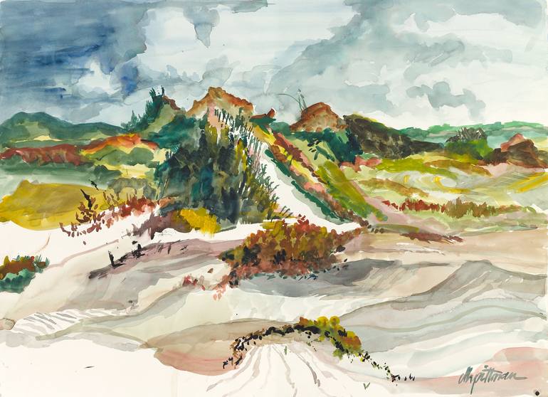 Dunes Under Overcast Painting by doris h pittman | Saatchi Art