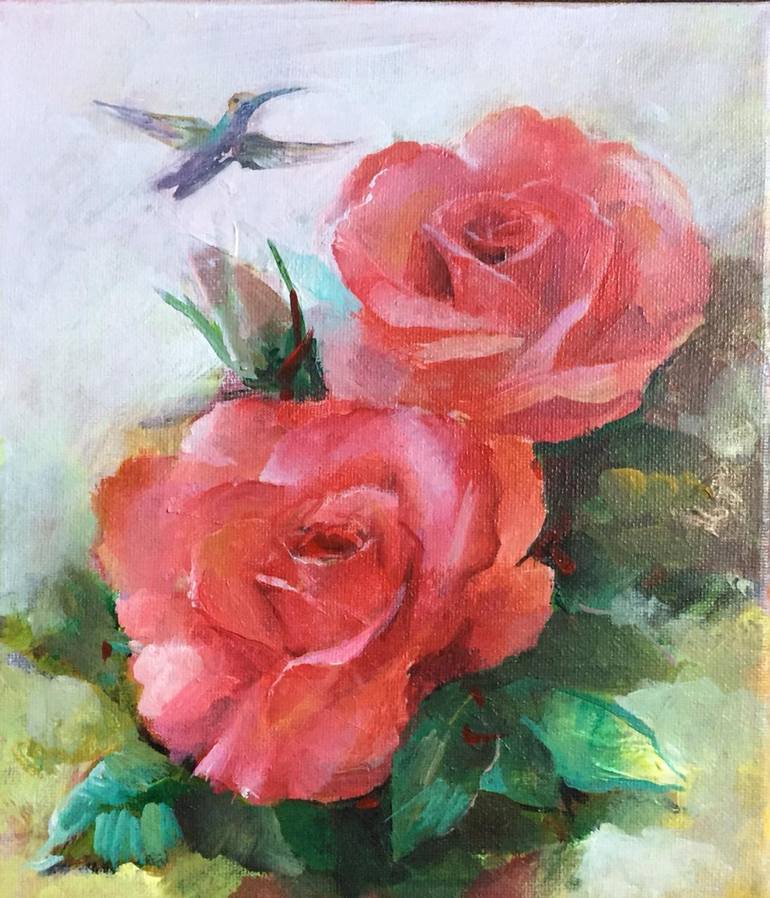 Small hummingbird Painting by Natalia Verejnikova | Saatchi Art