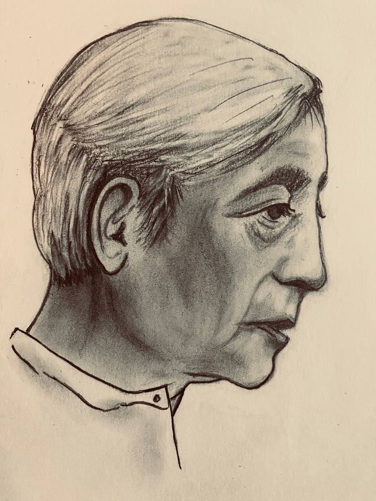 Jiddu Krishnamurti Drawing by Nitin Gambhir | Saatchi Art