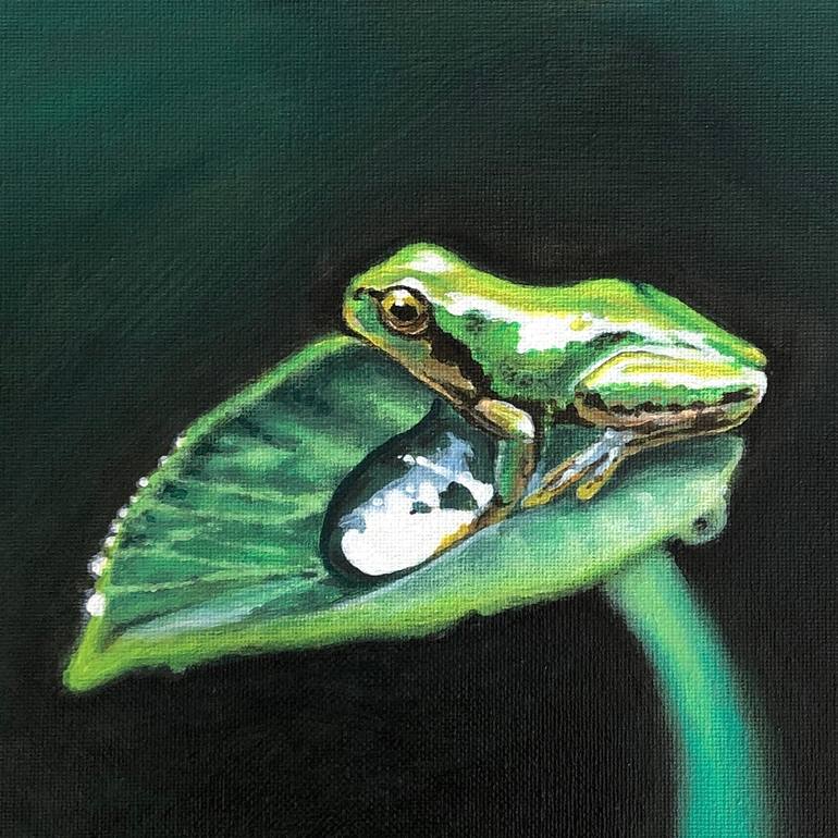 Frog on Leaf Painting by Greg Lowman | Saatchi Art