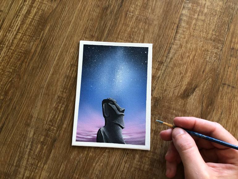 Moai Statue Painting by Greg Lowman | Saatchi Art