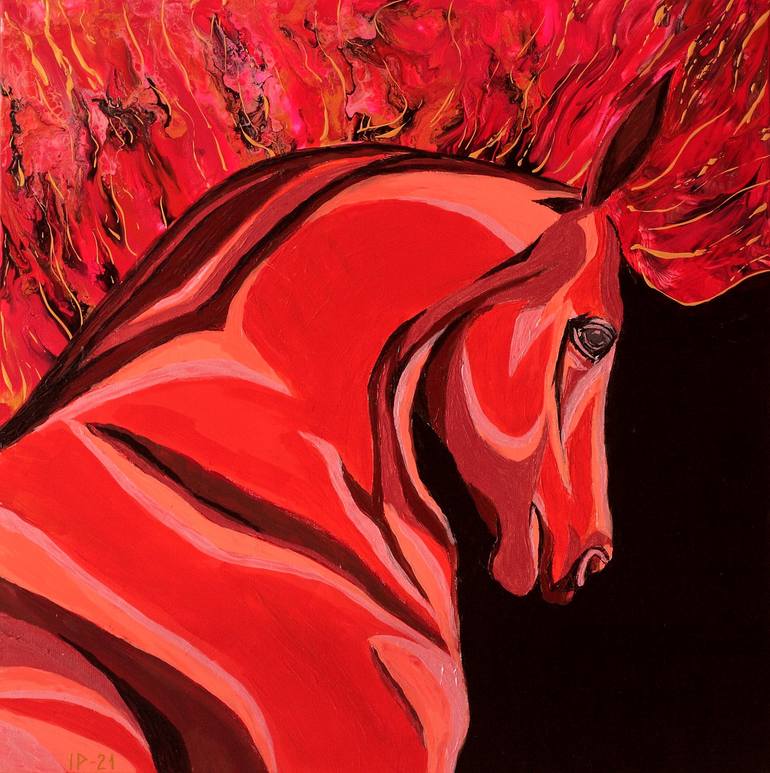 Red horse Painting by Iryna Pylypenko | Saatchi Art