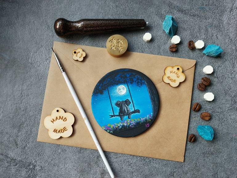 Fridge magnet Moonlight Painting by Sabina Irgaliyeva | Saatchi Art