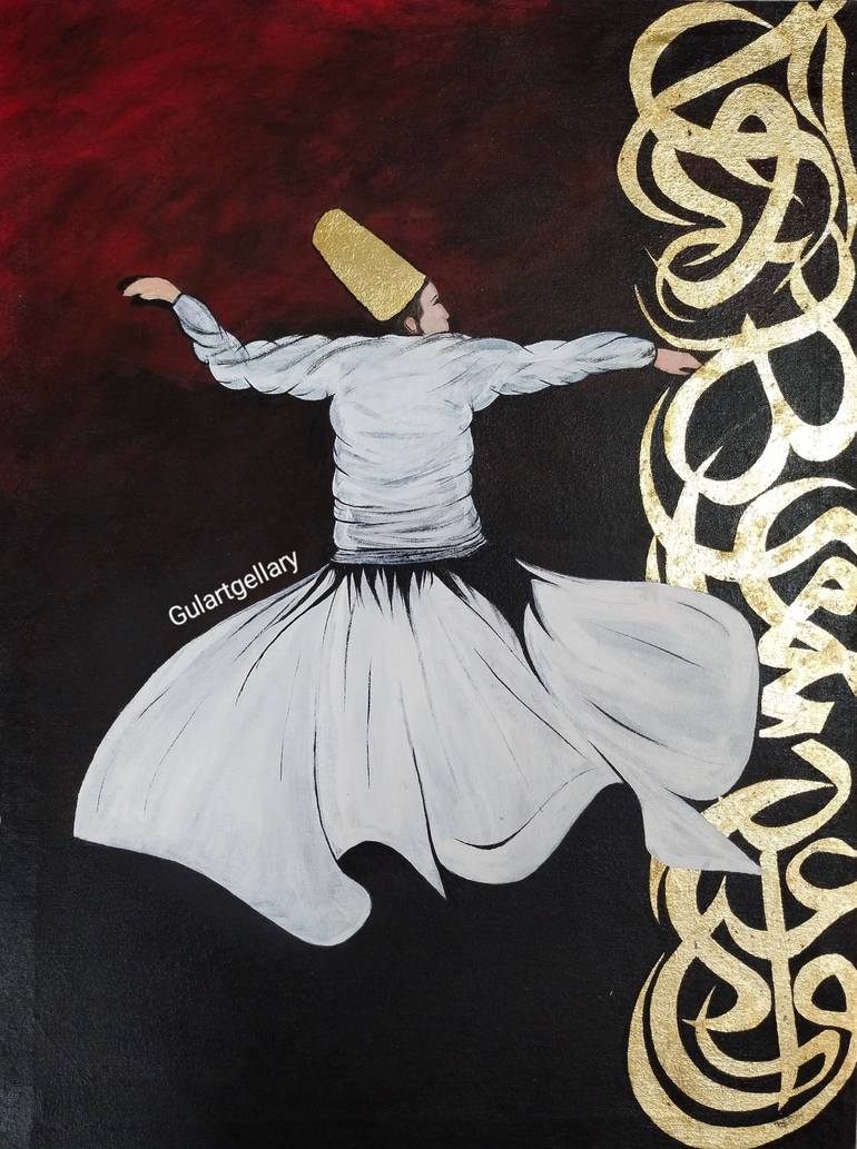 Islamic Dervish calligraphy Painting by Amna Gul | Saatchi Art