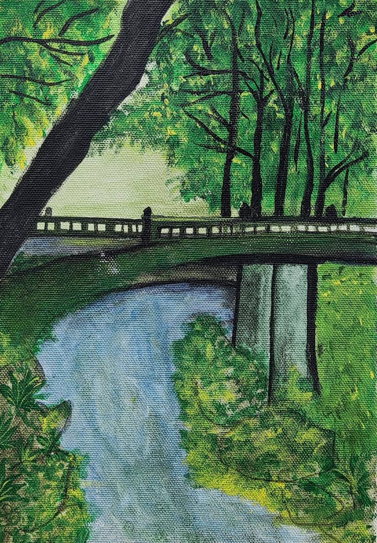 Forest Bridge Painting by Kamini Gajendiran | Saatchi Art