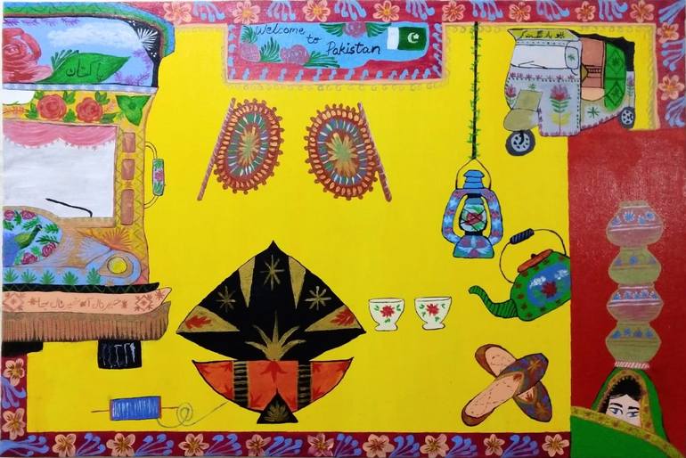 Pakistani culture truck art Painting by Saher Ilyas | Saatchi Art