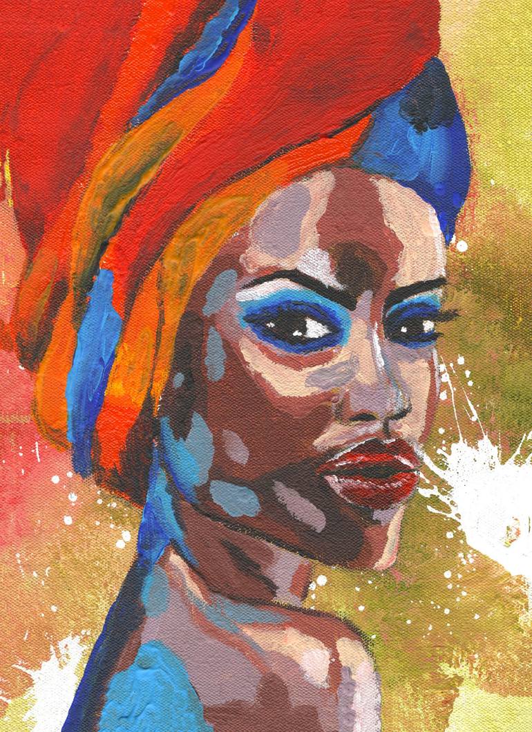 African woman in a red turban Painting by Anna Schetinina | Saatchi Art