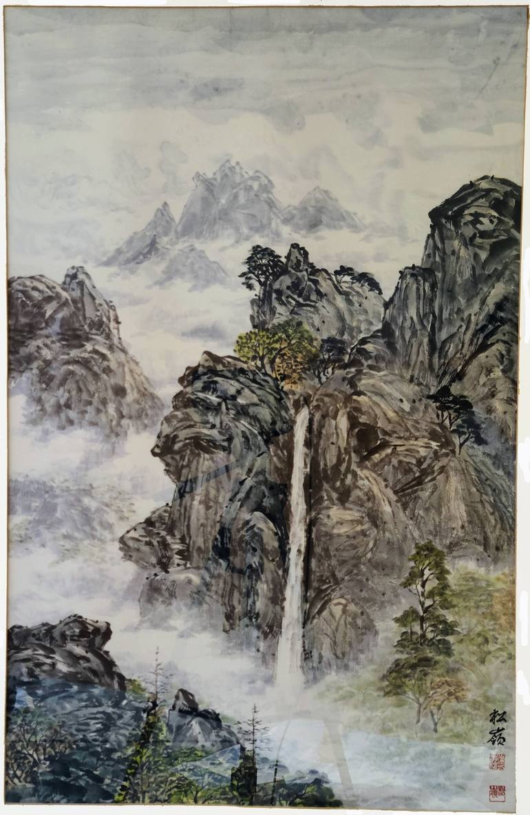 Waterfall Painting by John Choi | Saatchi Art