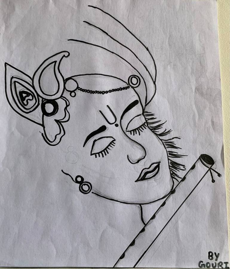 This is an art on a god... Drawn with a marker. Drawing by Gouri Nanda ...