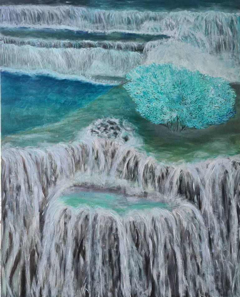 The Waterfall Painting by Marina Bordovska | Saatchi Art