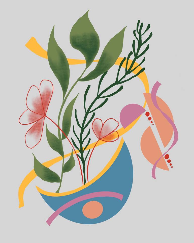 FLORAL ABSTRACT DIGITAL LINE ART Printmaking by Rituparna Daskanungo ...