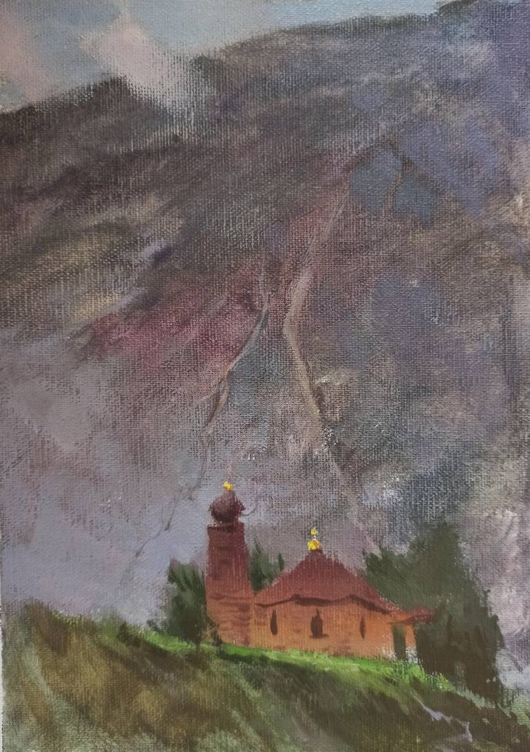 Temple in the mountains Painting by Daria Mironenko | Saatchi Art