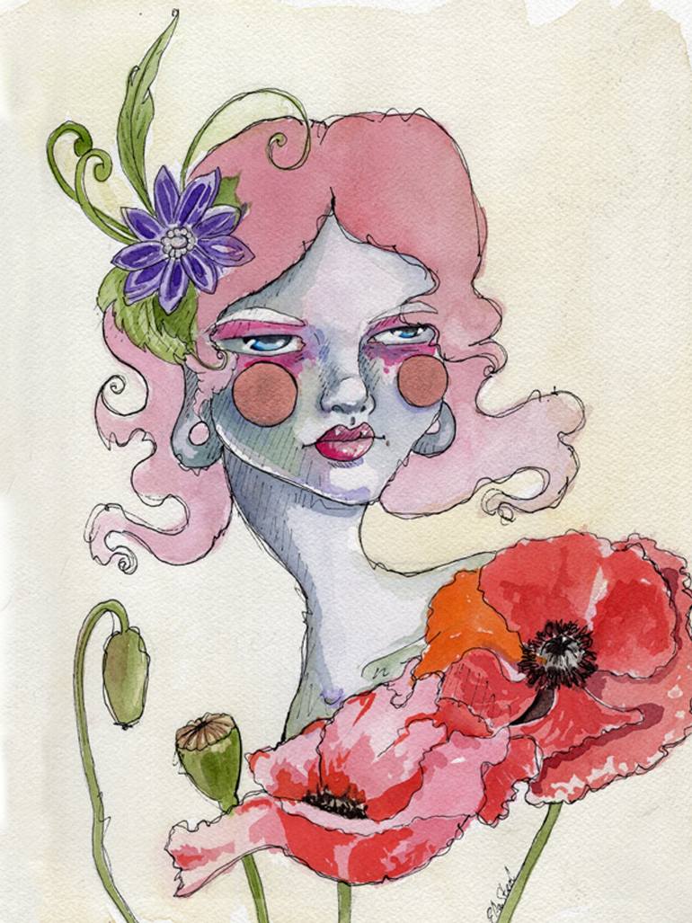 Poppy Popped Painting by Ela Steel | Saatchi Art