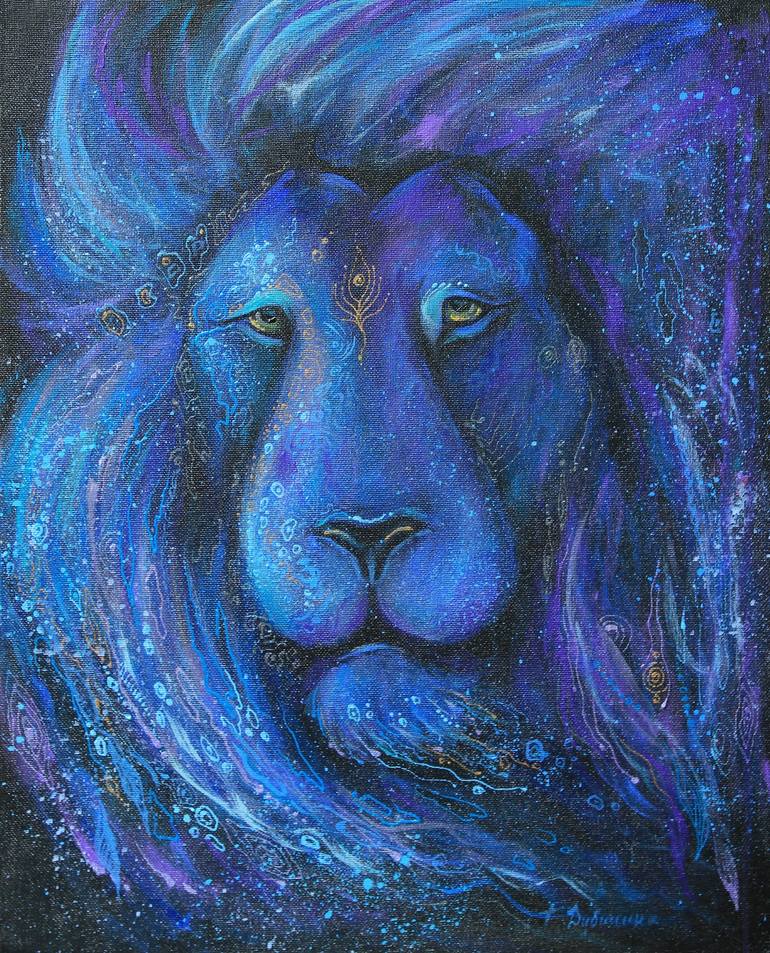 Space lion (Leo) Painting by Dubinina Tatyana | Saatchi Art