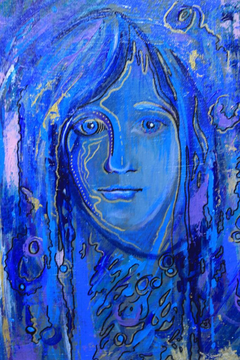 Blue Girl Painting by Dubinina Tatyana | Saatchi Art