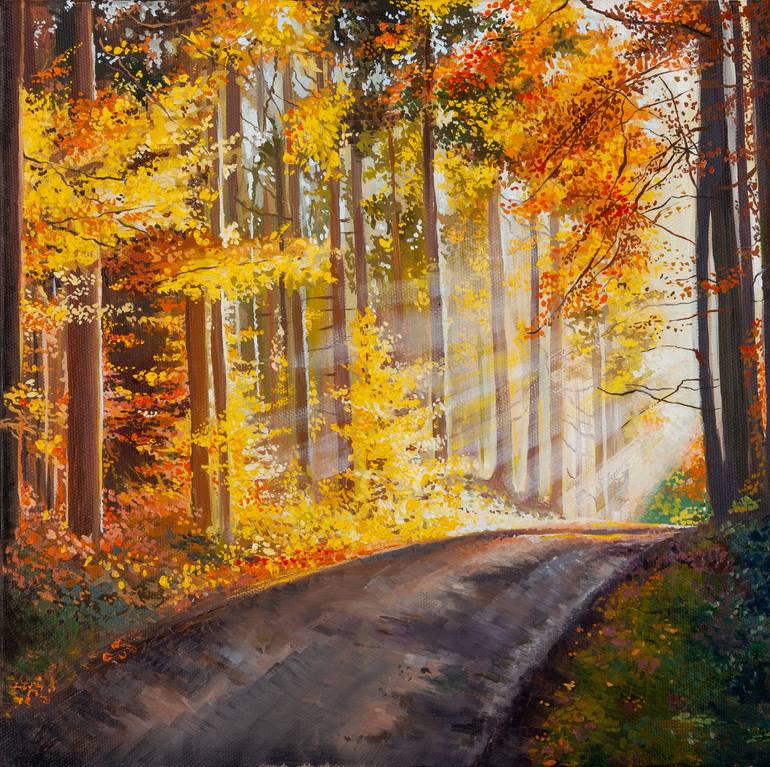Autumn Forest Path Painting
