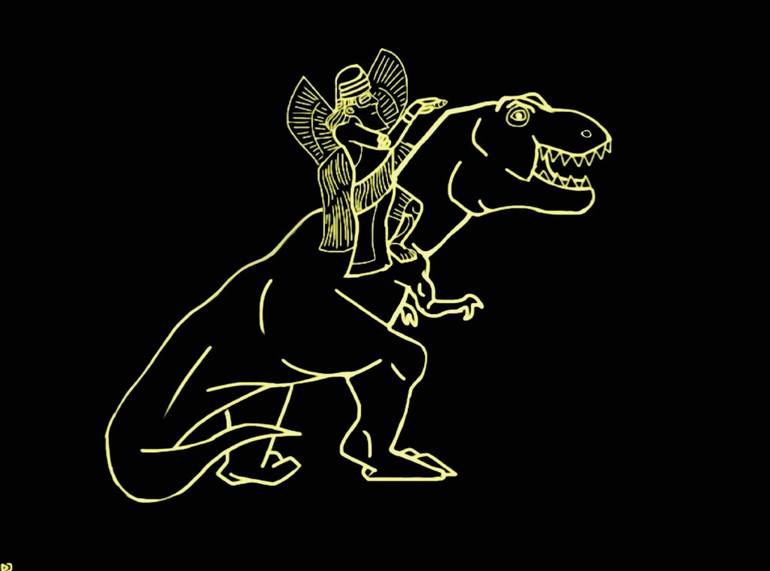 Enki with his creation. Drawing by David John | Saatchi Art