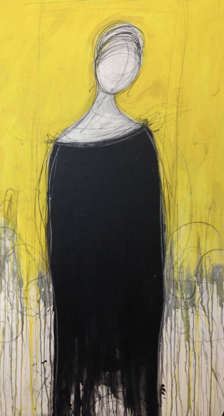 Donna in giallo Painting by MATEAL - MARIATERESA ALBANESE | Saatchi Art