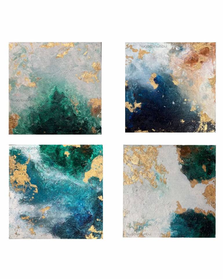 Magical Abstract Painting | Set of 4 | 4 Panel abstract Art Painting by ...