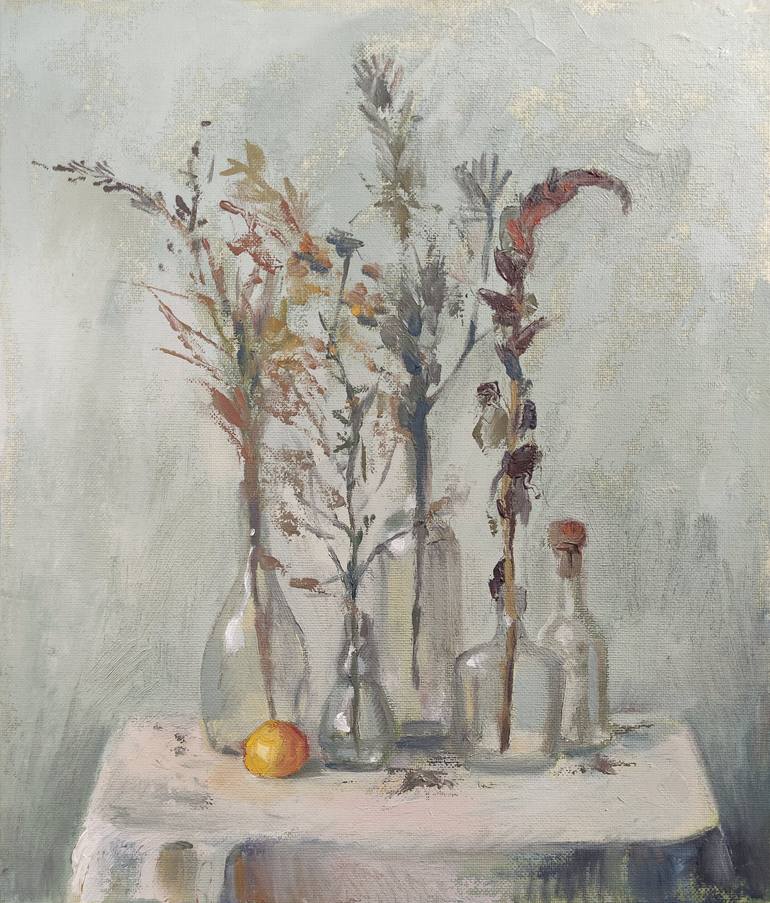 Winter Still Life With Five Bottles. Comintern Painting by Ana Agapova ...