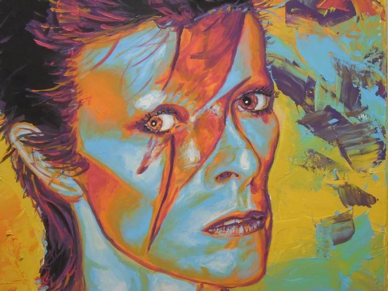 David Bowie, Bolt in Blue Painting by Daniel Glass | Saatchi Art