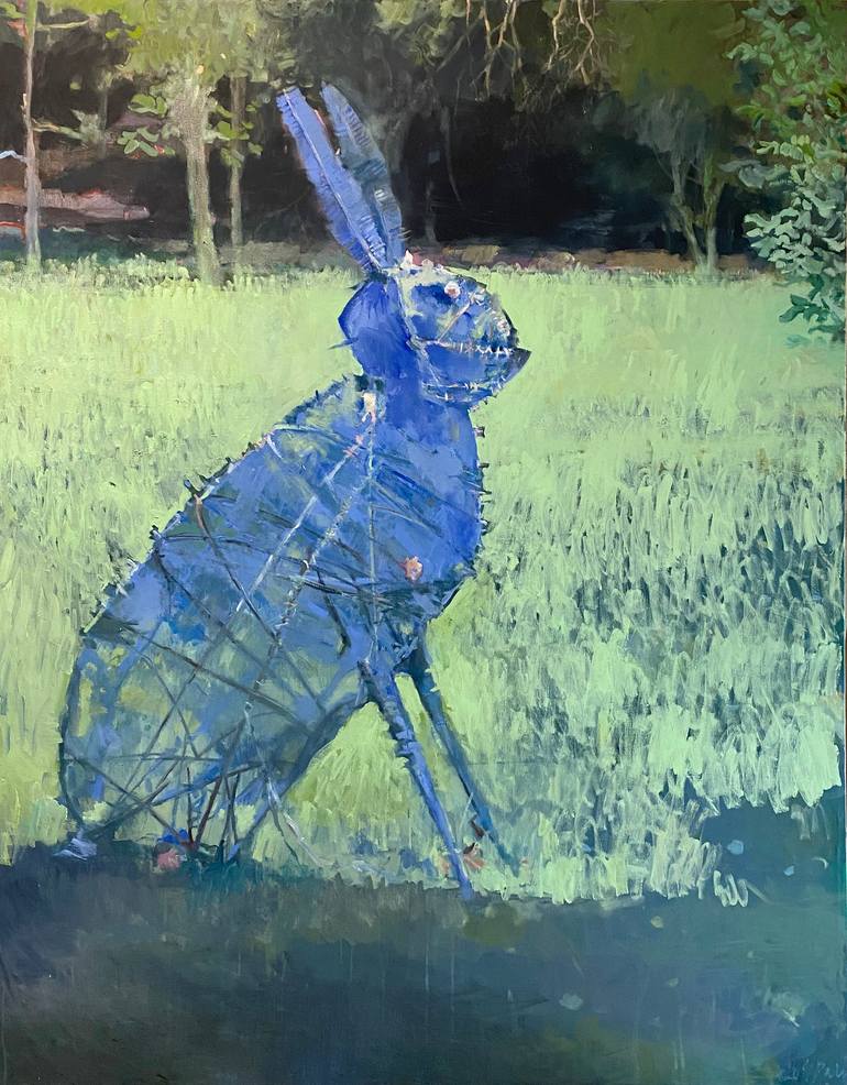 Blue Bunnie with brocken red heart Painting by George Pali | Saatchi Art