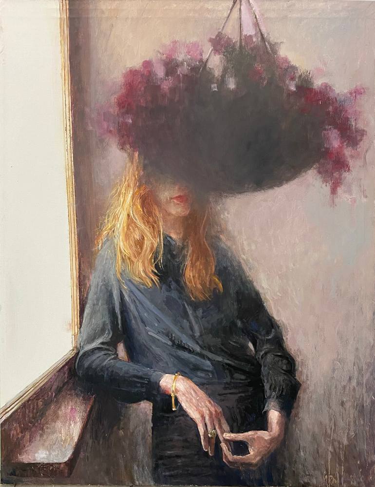 The Girl behind the hanging flower Painting by George Pali | Saatchi Art