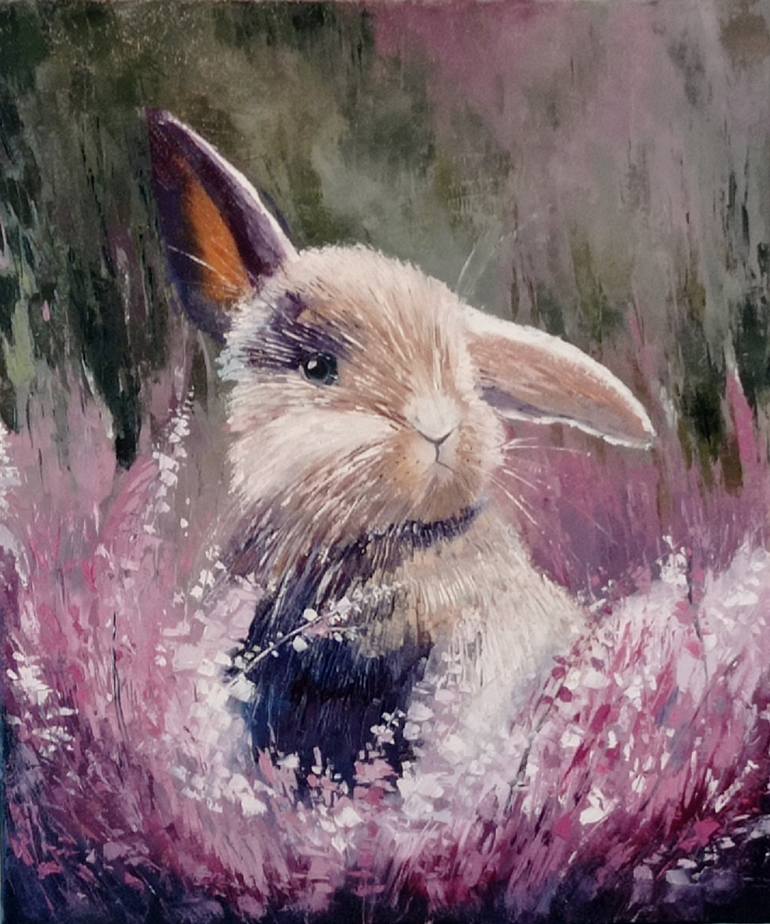 Rabbit oil painting a gift for a girl gift idea oil painting with ...