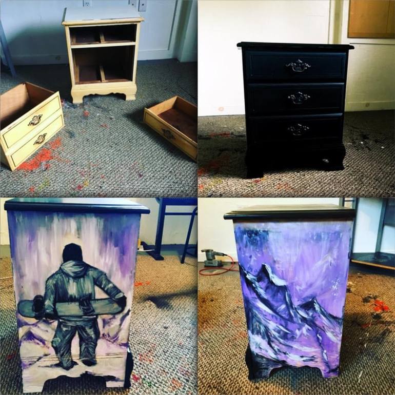 Snowboard Dresser Painting by Catherine Sayer | Saatchi Art