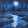 Midnight river Painting by Irina Kolotova | Saatchi Art