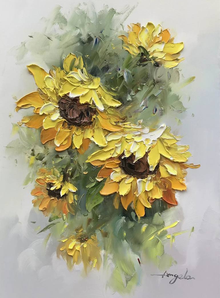 Sunflower Painting By Angela Jeanine Saatchi Art