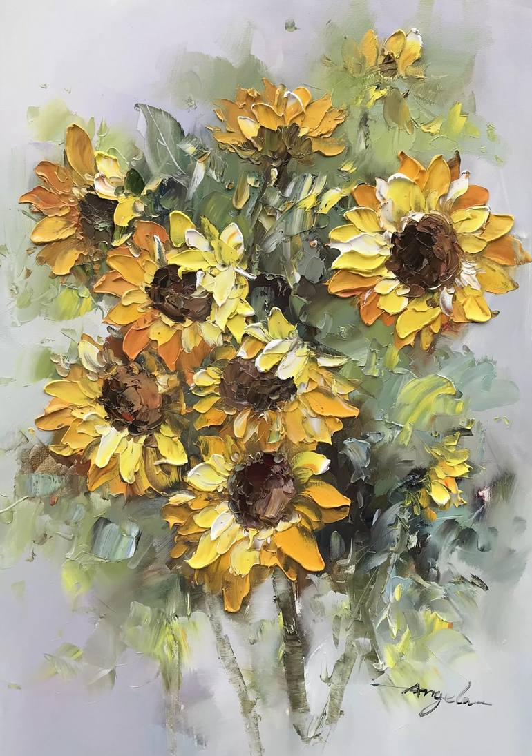 Sunflower Painting By Angela Jeanine Saatchi Art