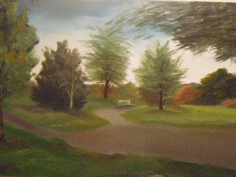 Park Bench - (sold) Painting by wayne coleman | Saatchi Art