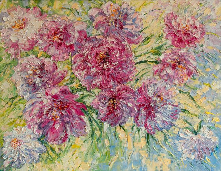 Pink Peonies Painting by Ksenia De | Saatchi Art