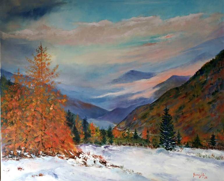 Winter meets autumn Painting by Franco Volpi | Saatchi Art