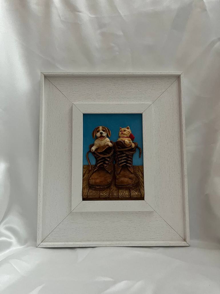 Handmade realistic 3D sculpture with wood frame Sculpture by Veaceslav ...
