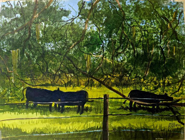 Black Angus Cattle Painting by Mike King | Saatchi Art United Kingdom
