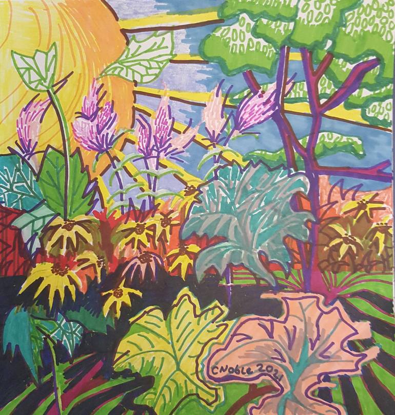 Sun in Cambridge Botanic Gardens Drawing by Cathy Noble | Saatchi Art