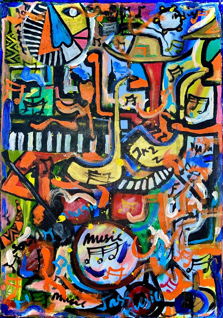 Gypsy jazz band and the tropical legs Painting by Kingsley Nwangborogwu ...
