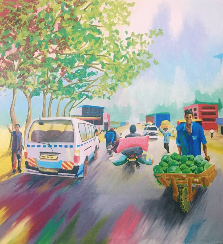 Toiling Men Painting by Brian Bugembe | Saatchi Art