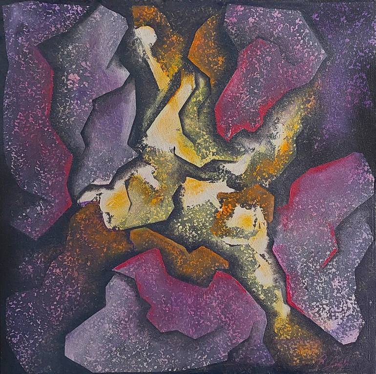 Glimpse of yellow light in purple Painting by Rosario Guida | Saatchi Art