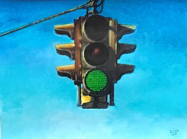 Green Light Painting by Alessandro James Perriello | Saatchi Art