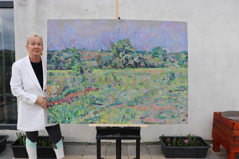 Green landscape Painting by Polona Petek | Saatchi Art