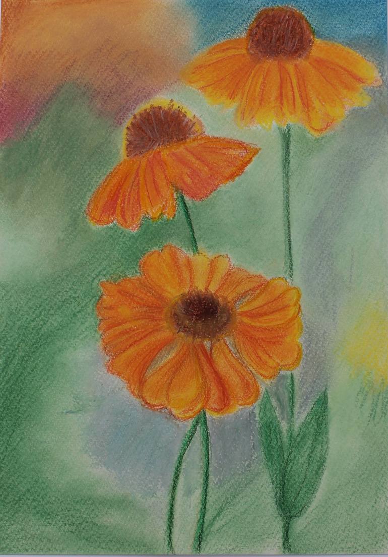 Orange Flowers Drawing by Iryna Efremova | Saatchi Art