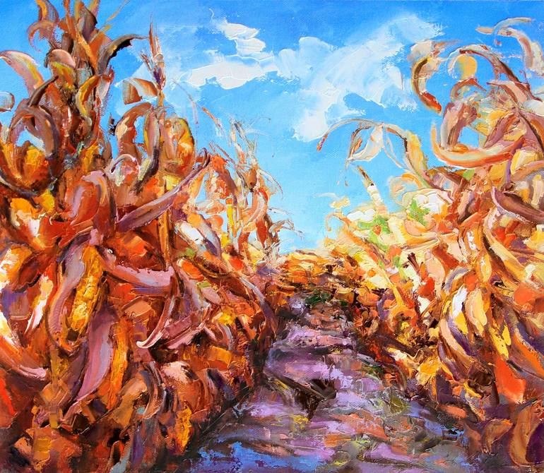 Corn Field Painting Country Art Canzas Painting Impasto Landscape ...