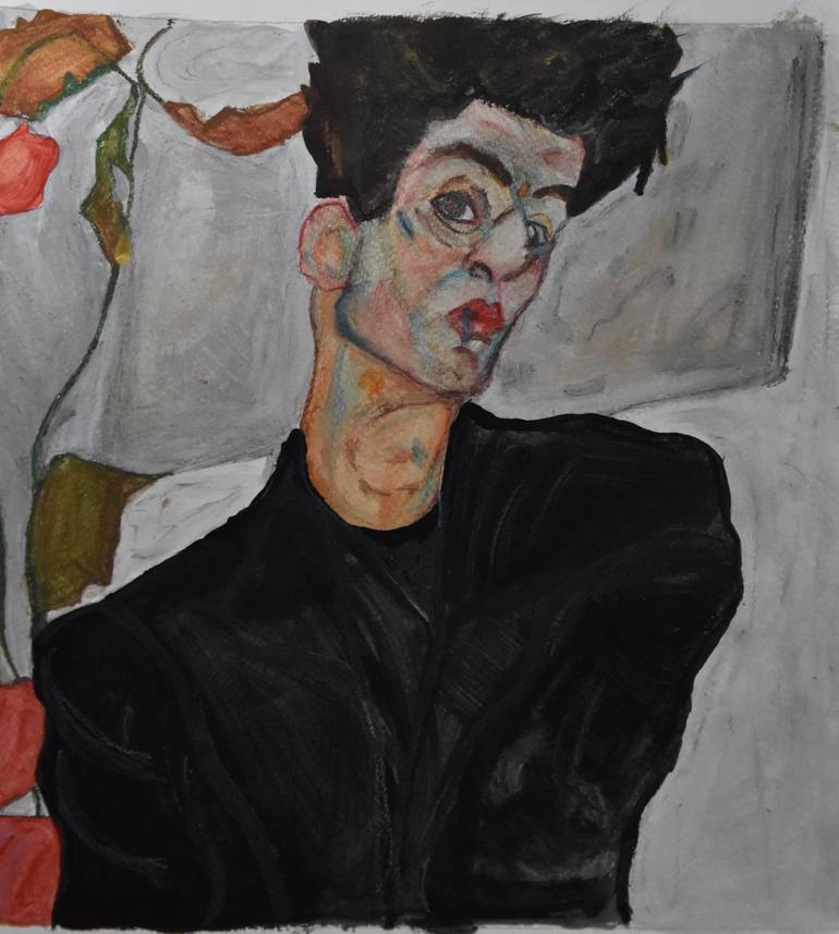 Rivisitazione Egon Schiele Painting by Silvia Cassioli | Saatchi Art