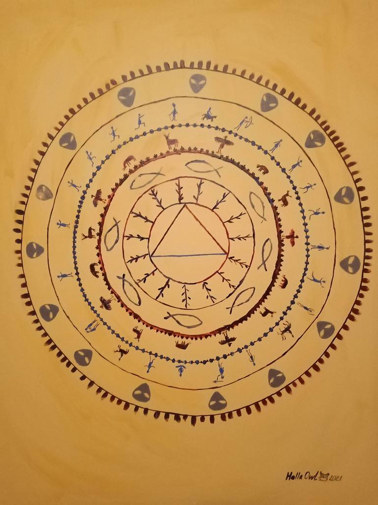 mandala of ancient people Painting by Hella Owl | Saatchi Art