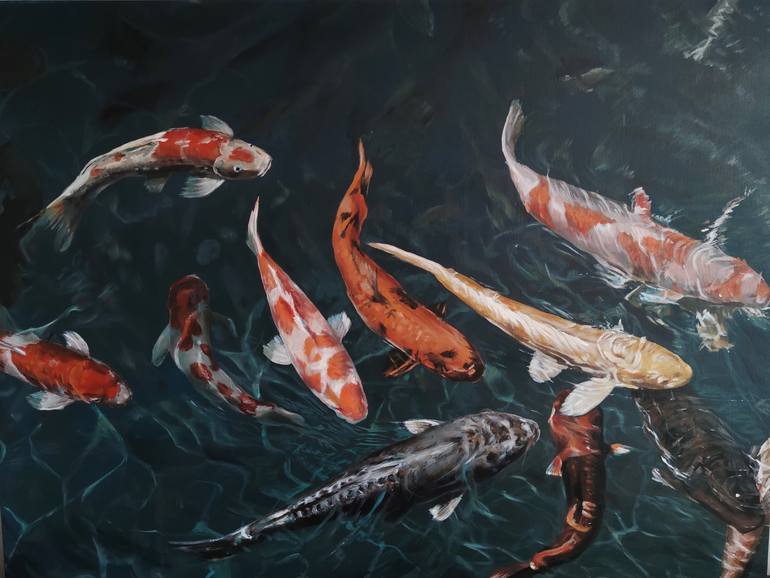 Koi Space Painting by Viktorija Orlovaite | Saatchi Art