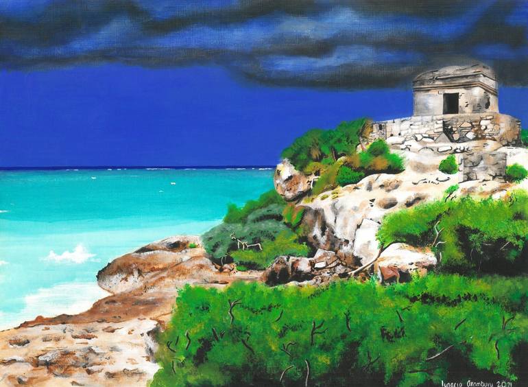Storm in Tulum Painting by Ignacio Aramburu | Saatchi Art