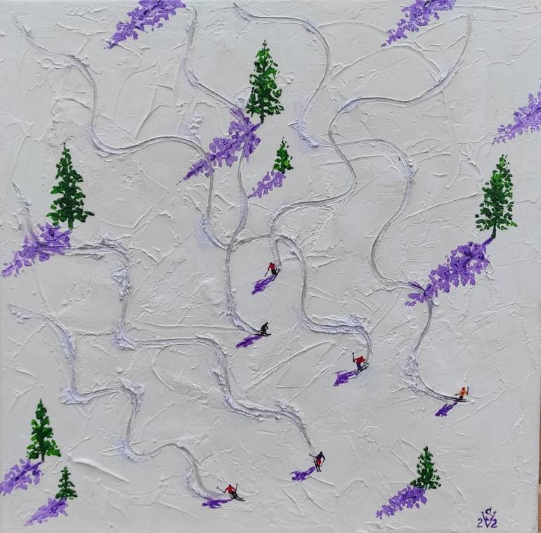 Skiing painting Ski racing art Pin-up girl on skis Skiing art Ski ...